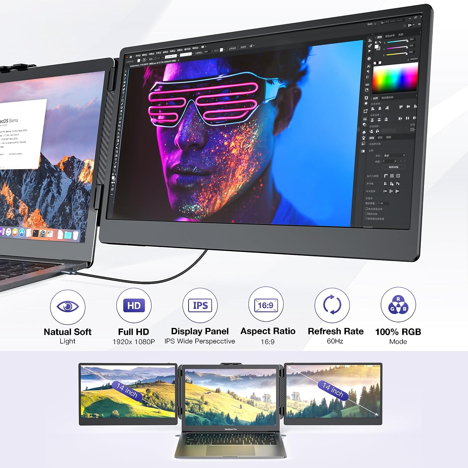 Kwumsy S2 14" Triple Laptop Screen